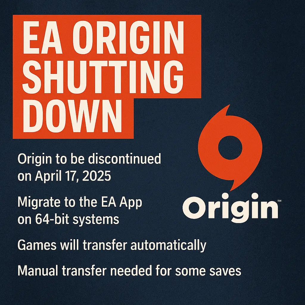 از دسترس خارج شدن EA Origin از 17 آوریل 2025 پشتیبانی از Origin را متوقف می کند